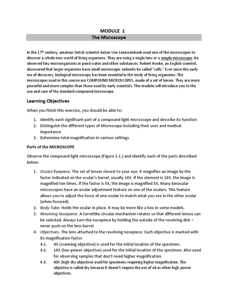 Activity 1 - Microscope | PDF | Microscope | Laboratory Equipment