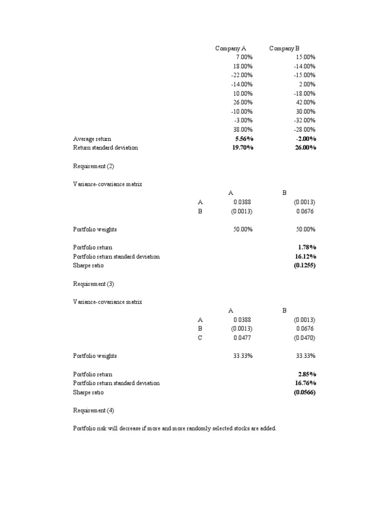 Assignment 5 | PDF | Sharpe Ratio | Standard Deviation