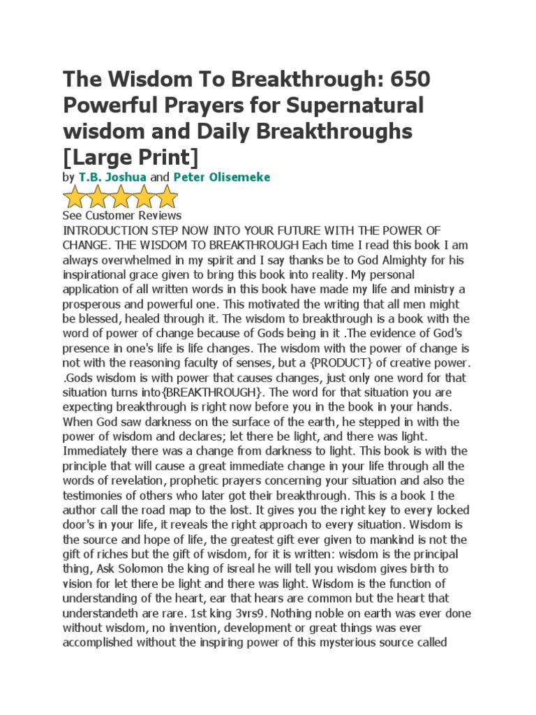The Wisdom To Breakthrough | PDF | Wisdom | God