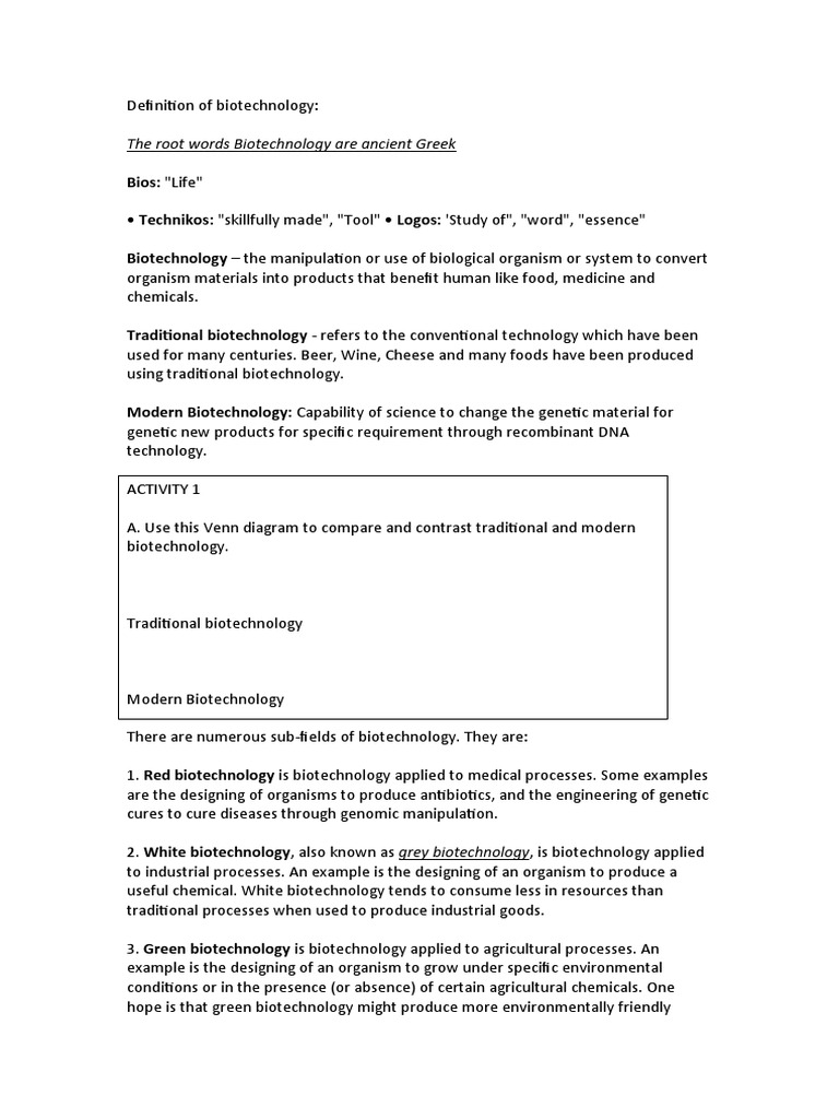 Definition of Biotechnology | PDF | Biotechnology | Fermentation