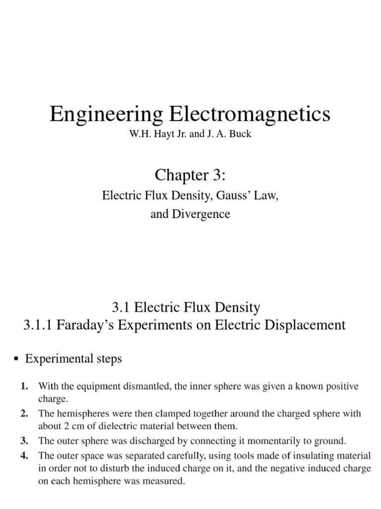 Electric Flux Density, Gauss' Law, and Divergence: An Analysis of Key Concepts from Chapter 3 of ...