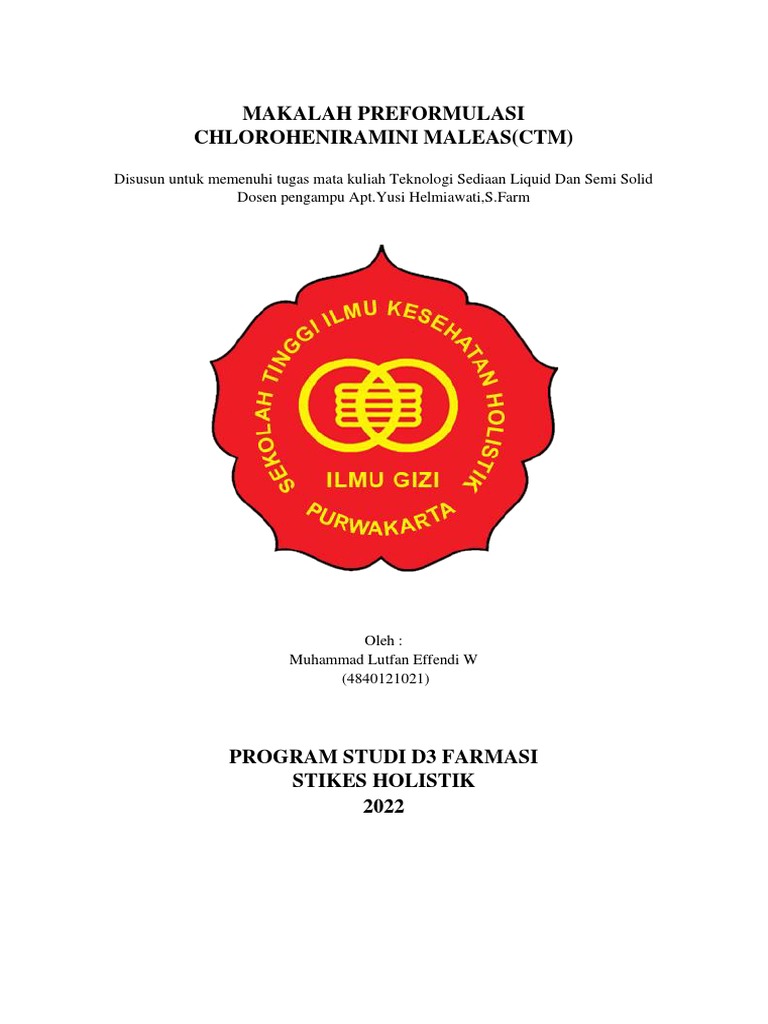 Makalah Preformulasi CTM | PDF