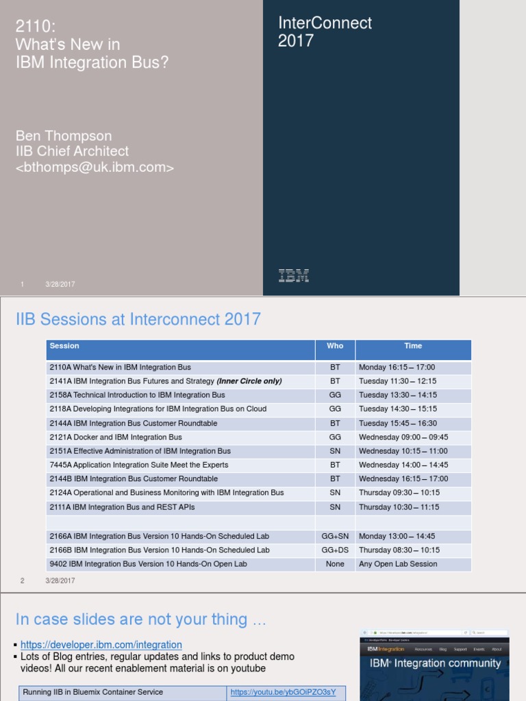 Interconnect 2017 2110: What'S New in Ibm Integration Bus?: Ben ...