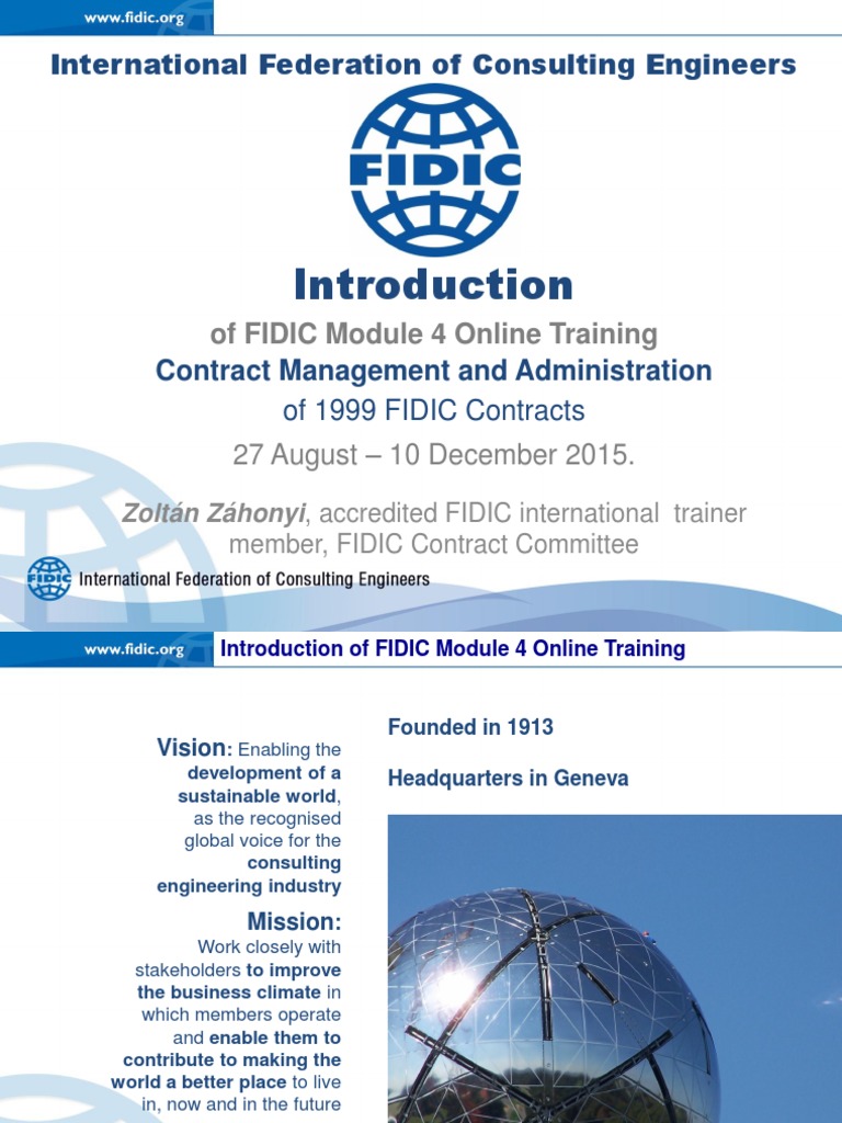FIDIC Module 4 online intro_Z 22 June | PDF | Educational Technology | Engineer