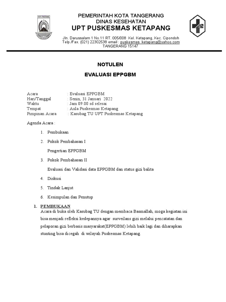 Notulen Evaluasi Eppgbm | PDF