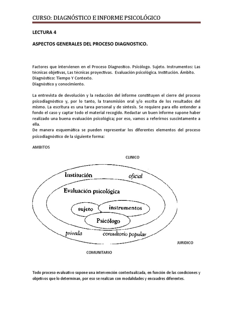 Diagnostico E Informe Psicologico Pdf Sicología Evaluación 5742