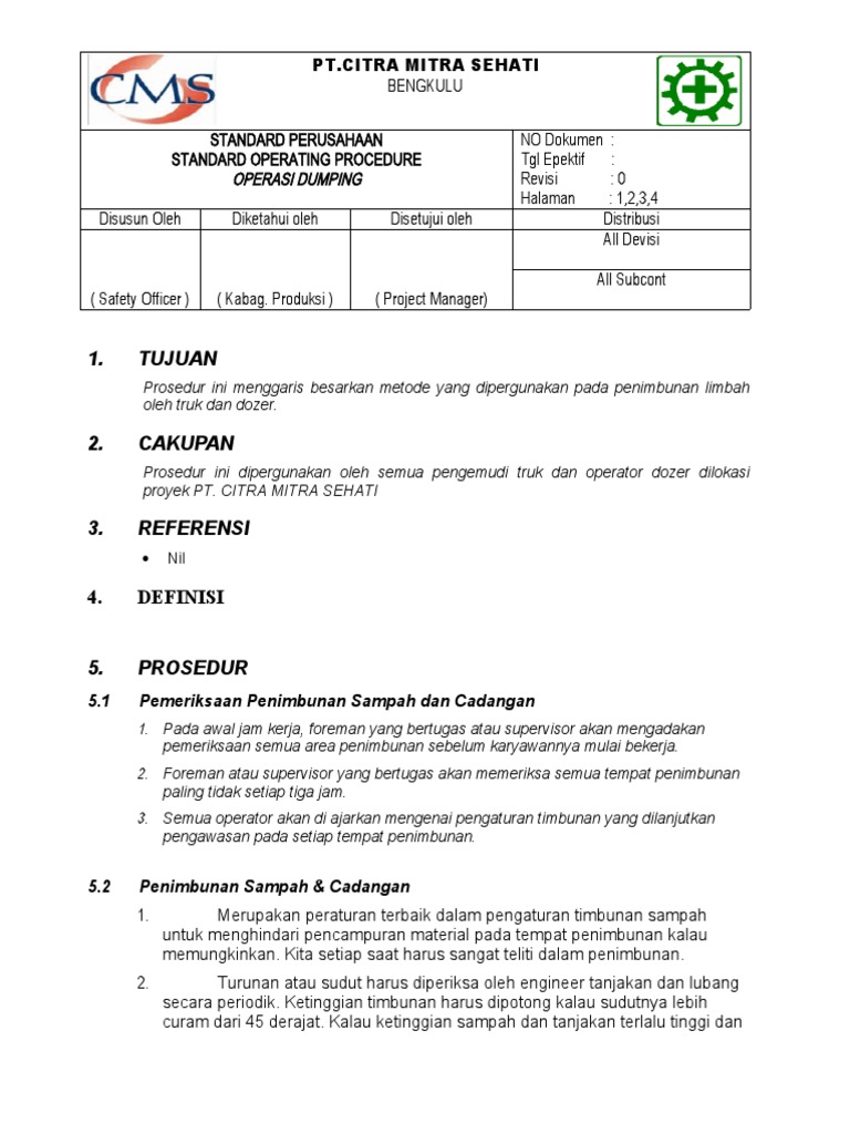 Sop Opr 04 Dumping | PDF