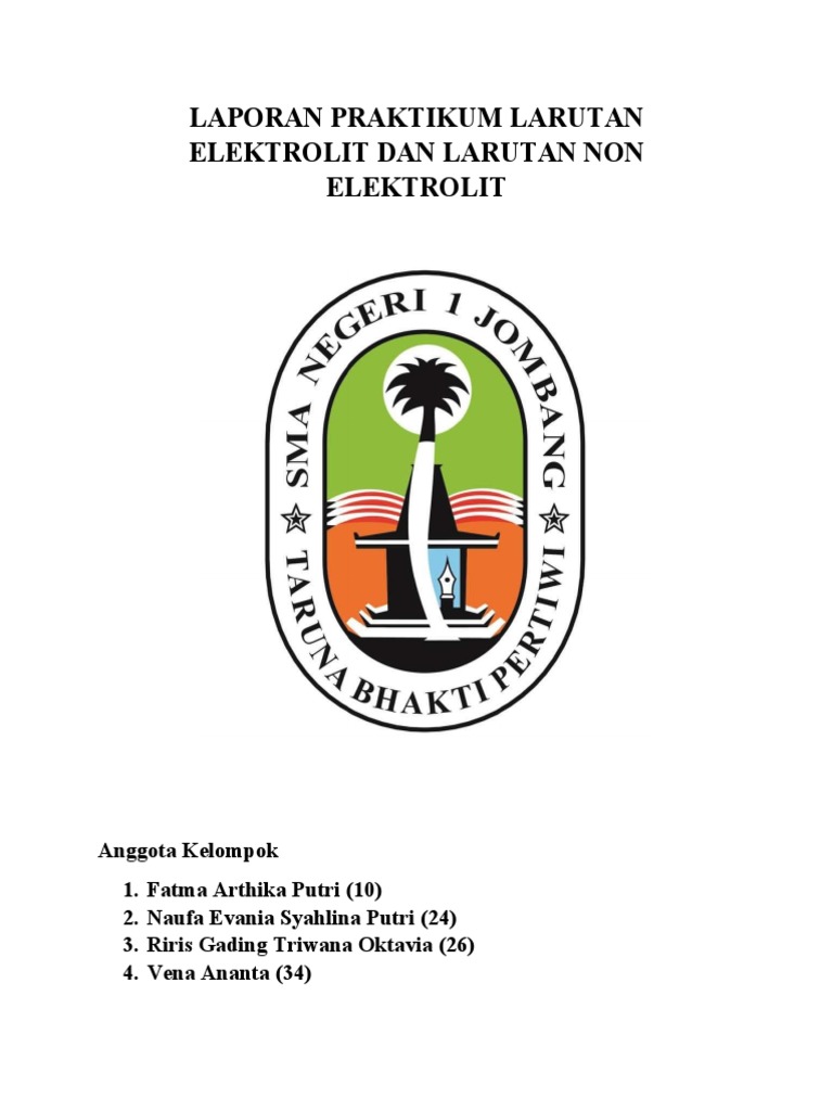 Laporan Praktikumlarutan Elektrolit Dan Larutan Non Elektrolit | PDF