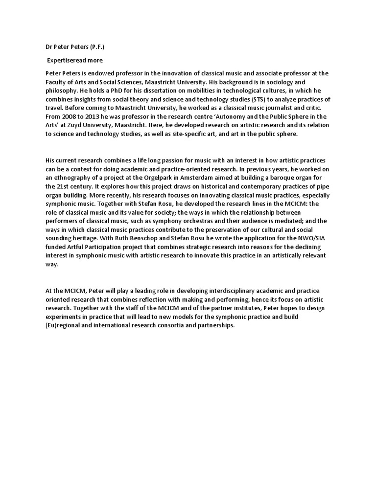 Peter Peters | PDF | Science | Orchestras