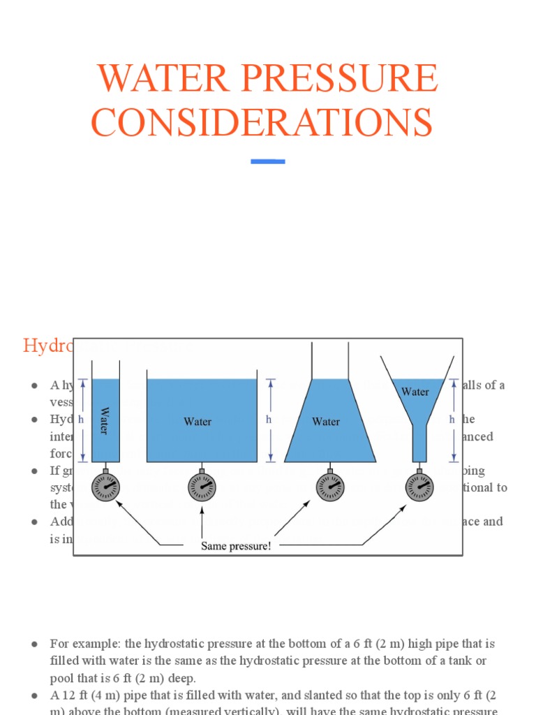 Water Pressure Considerations | PDF | Pressure | Plumbing
