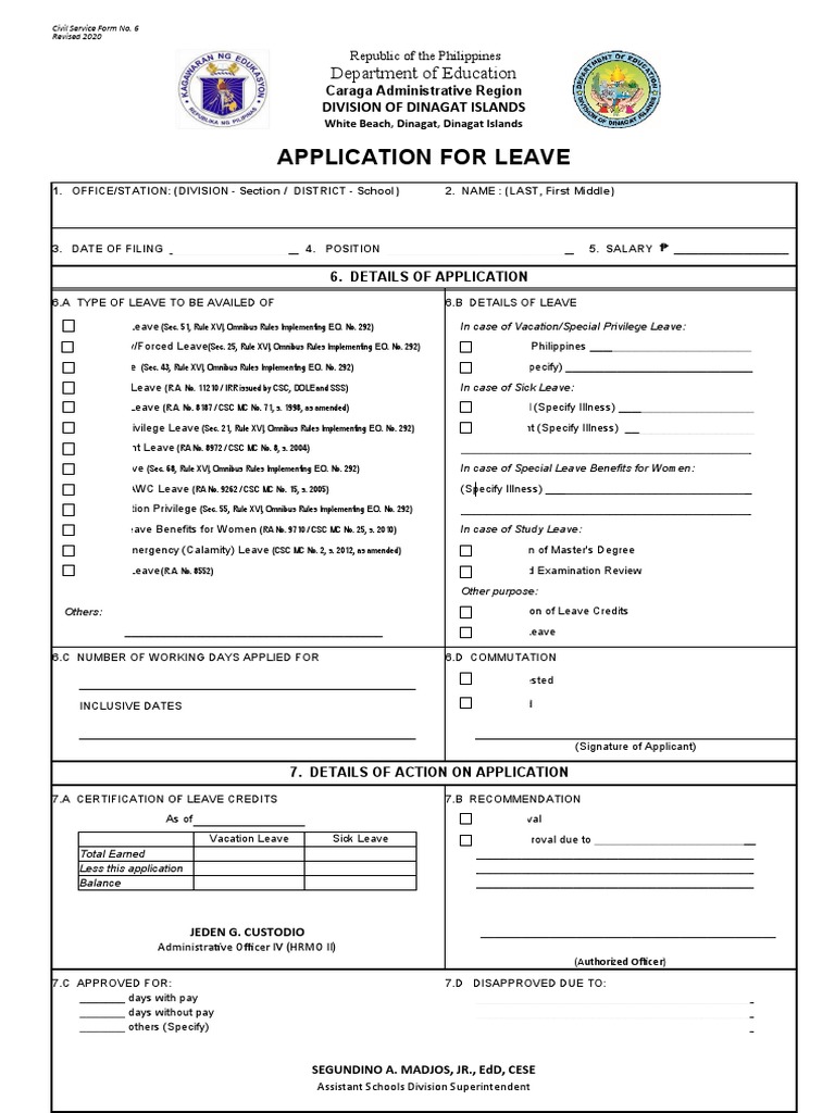New Template of Application for Leave DTR | PDF | Sick Leave | Parental ...