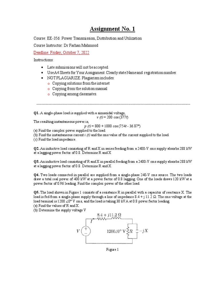 Assignment 1 | PDF | Ac Power | Electronic Engineering