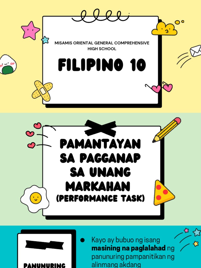 QUARTER 1 PAMANTAYAN SA PAGGANAP SA UNANG MARKAHAN Performance Task | PDF