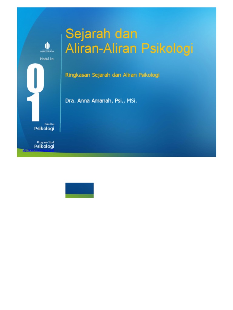 Sejarah Dan Aliran Aliran Psikologi Modul Ke | PDF | Sains & Matematika