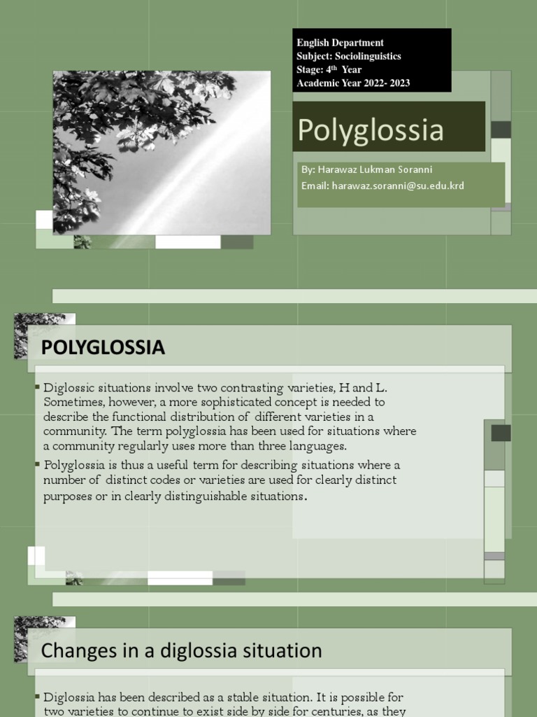 Polyglossia: English Department Subject: Sociolinguistics Stage: 4 Year ...