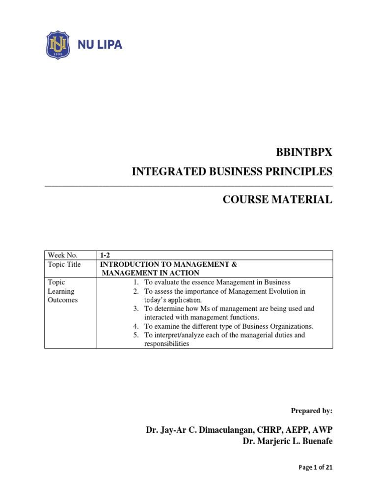Course Material Integrated Business Principles | PDF | Partnership ...