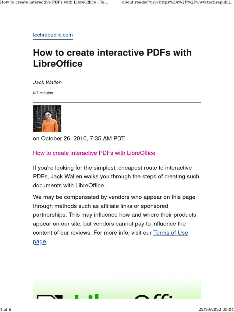 How To Create Interactive PDFs With LibreOffice TechRepublic | PDF ...