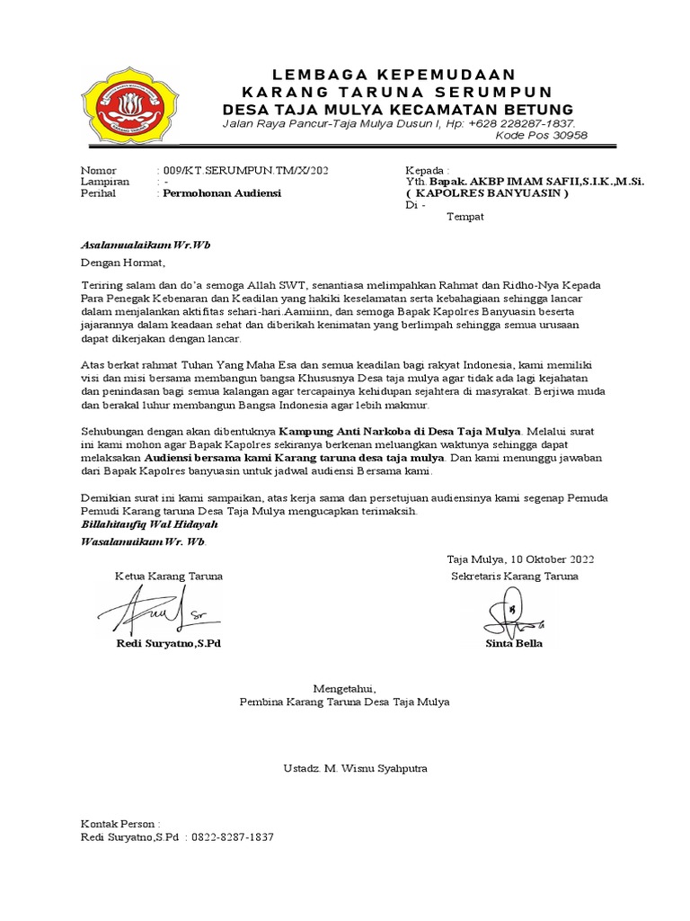 Surat Audiensi Kapolres Dgn Katar Pdf