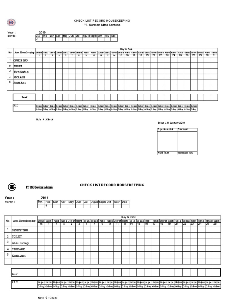 Check List Housekeeping | PDF