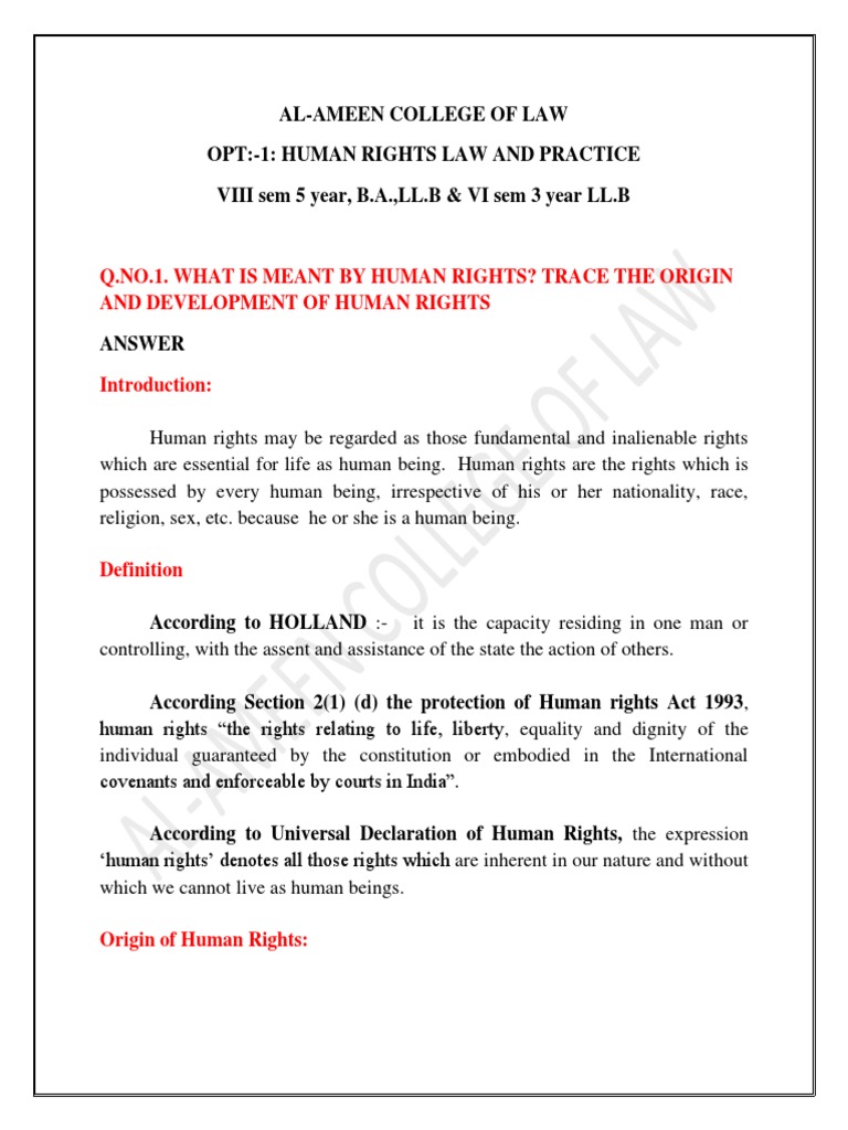 Human Rights Model Answer 21 | PDF | Human Rights | International Law