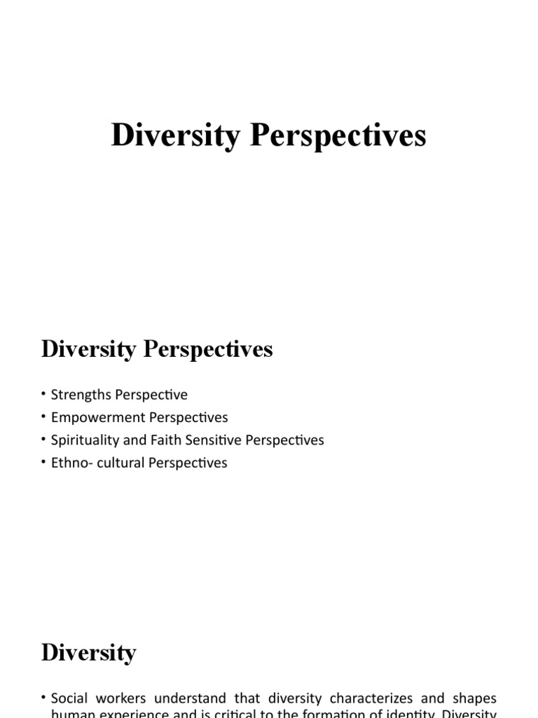 Diversity Perspectives | PDF | Empowerment | Social Work