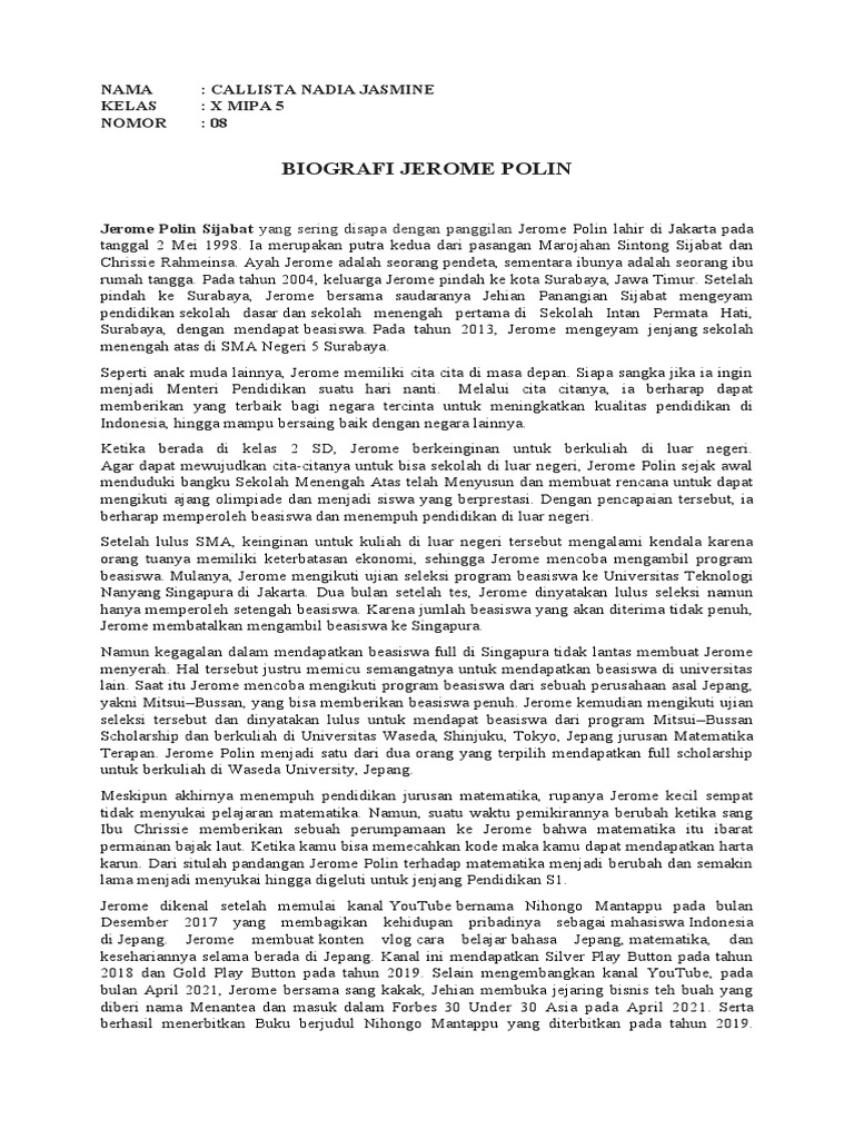 Biografi Jerome Polin | PDF