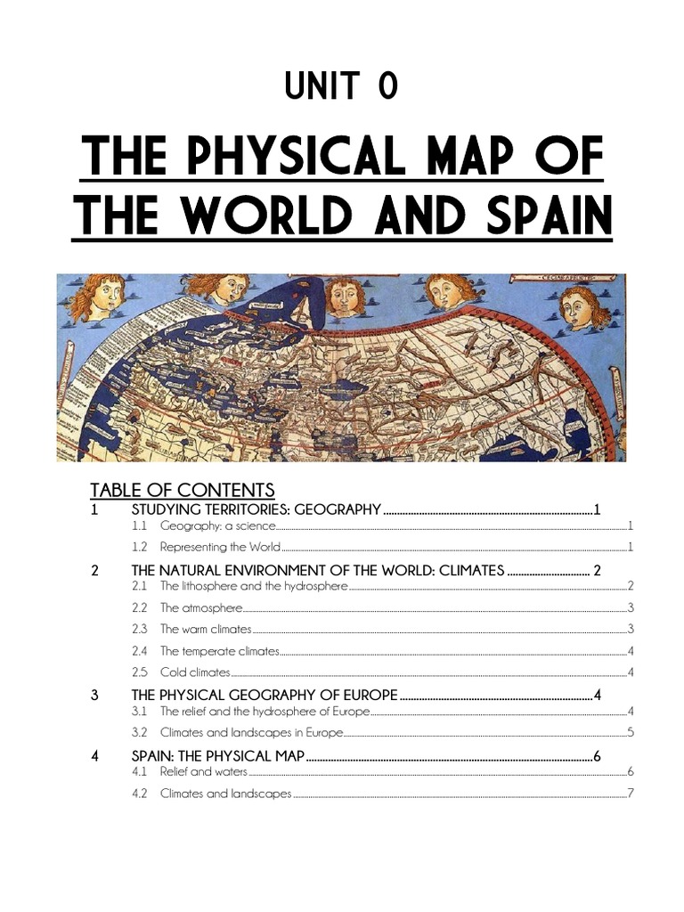 Textbook Unit 0 Introduction The Physical Map of The Earth and Spain ...