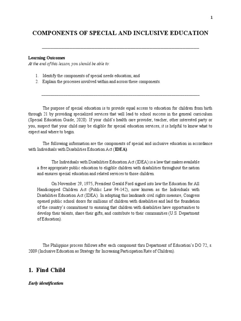 Components Special&Inclusive Educ | PDF | Individualized Education Program | Special Education