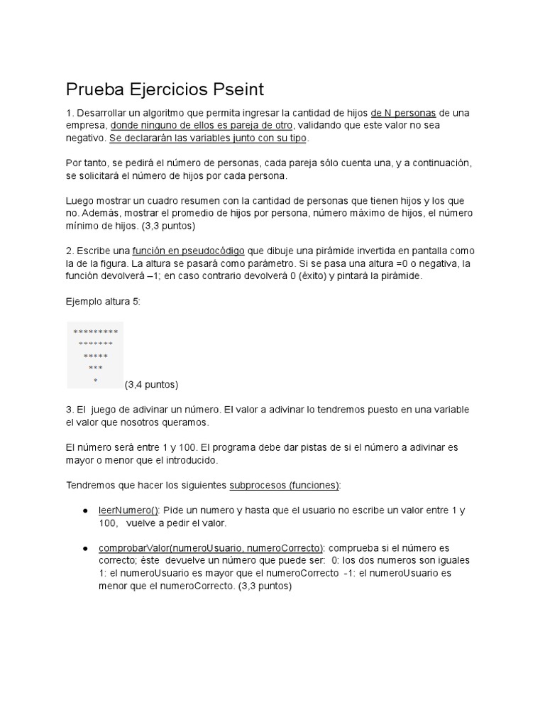 Prueba Ejercicios Pseint (Evaluable) | PDF