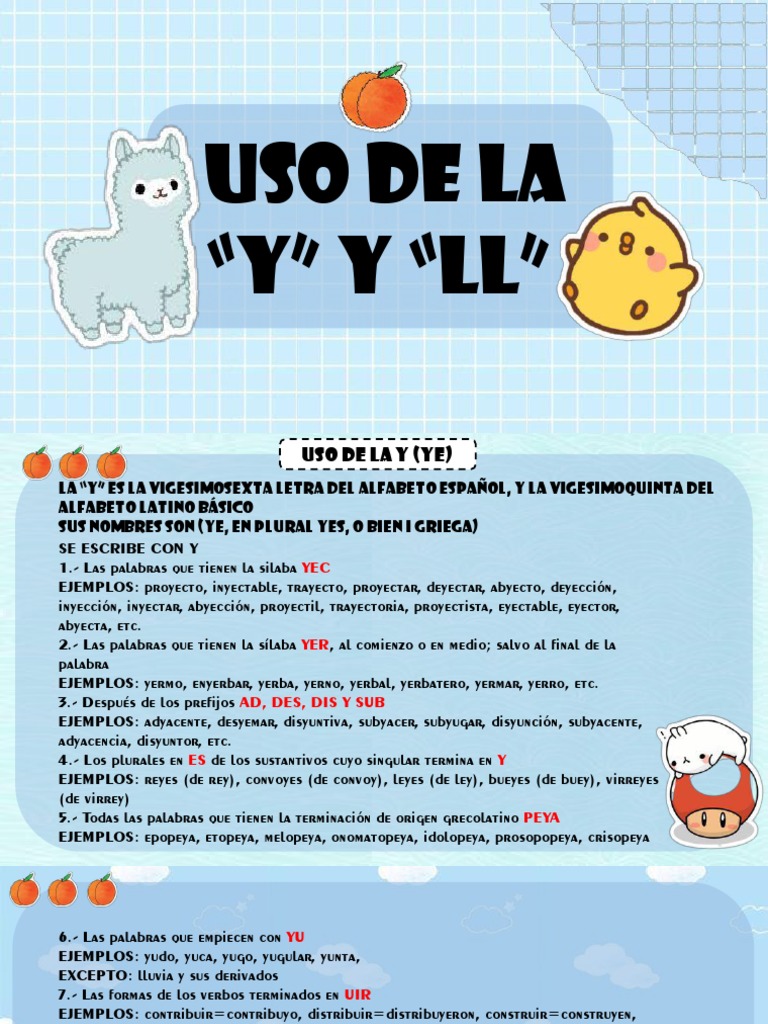 Uso de La "Y" Y "LL" | PDF | Lingüística | Morfología Lingüística