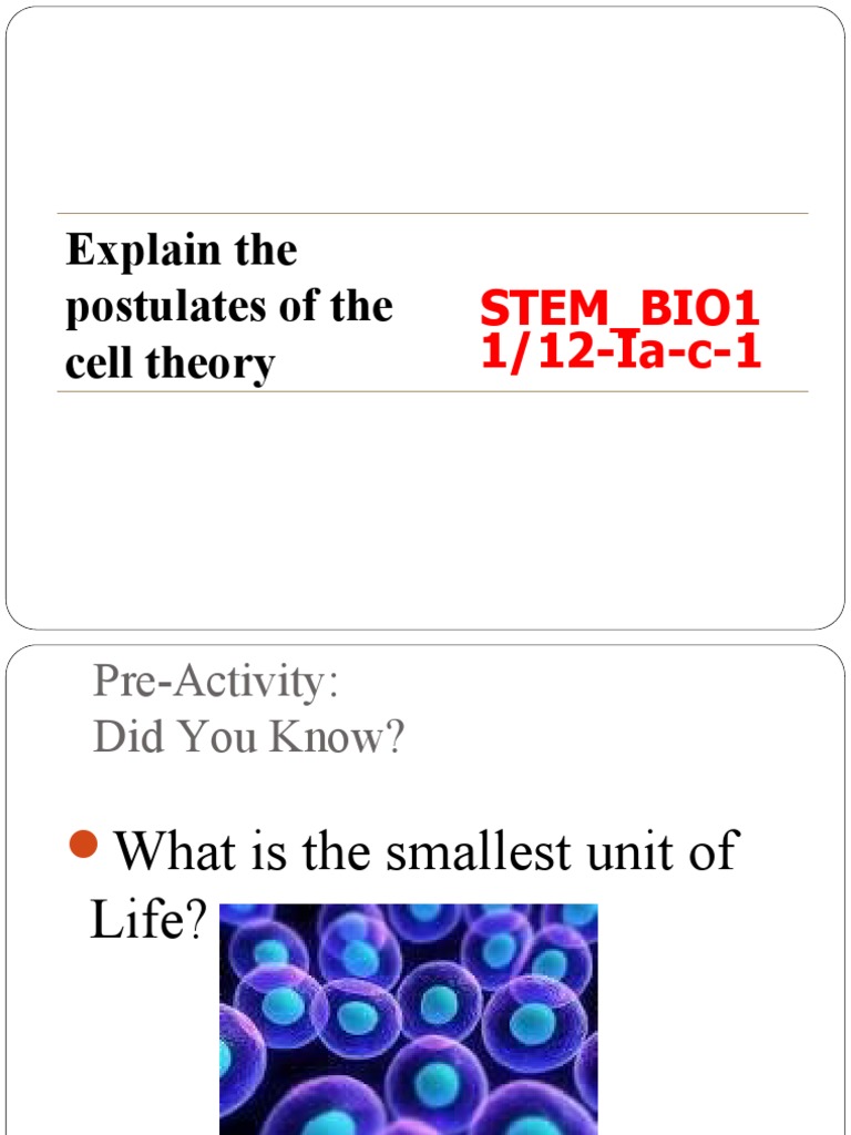 Postulate of Cell Theory | PDF | Cell (Biology) | Cell Biology