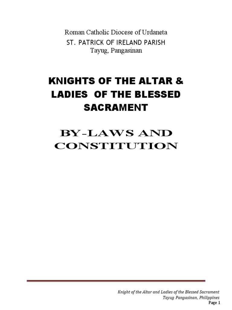 SAMPLE FORMAT OF Bylaws | Download Free PDF | Catholic Church | Eucharist