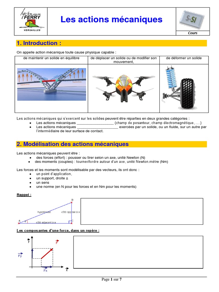 Cours Actions Meca Eleve v10 | PDF | Obliger | Moment d'une force