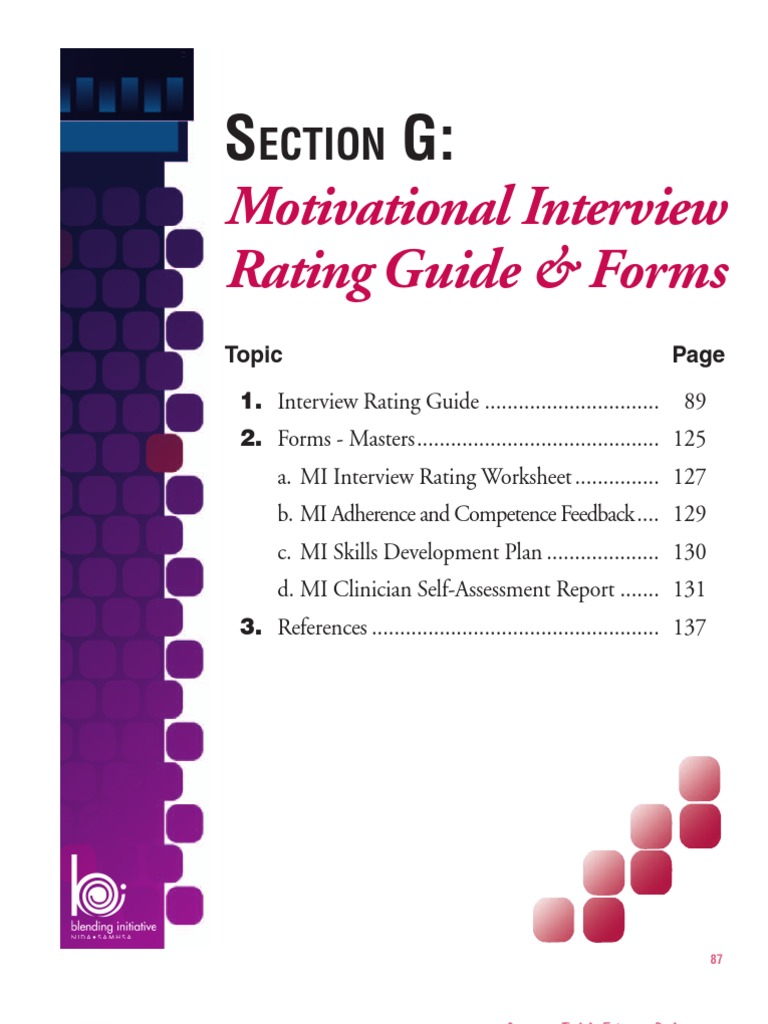 Motivational Interview Rating Guide & Forms: Ection | PDF | Motivation ...