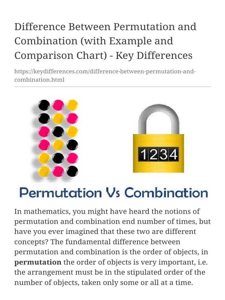 Difference Between Permutation and Combination (Wi+ | PDF | Permutation | Sampling (Statistics)