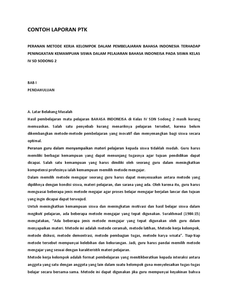Contoh Laporan PTK | PDF