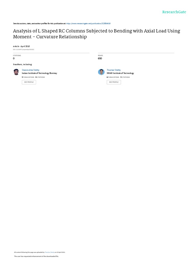 Analysis of L Shaped RC Columns Subjected To Bending | PDF ...
