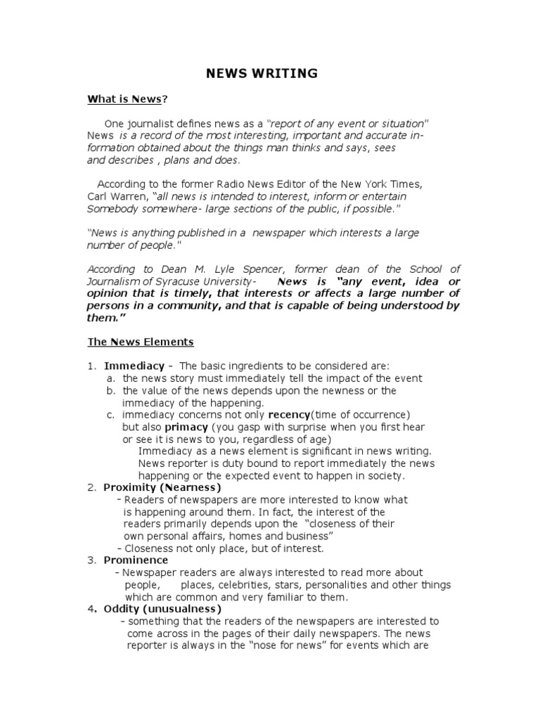 Elements of Effective News Writing | PDF | News | Newspapers