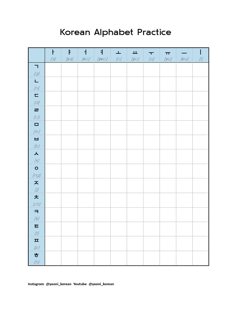 Korean Alphabet Practice | PDF