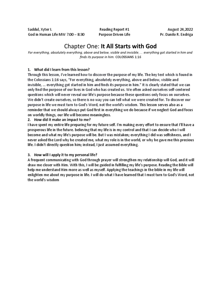 Saddul - Reading-Report | PDF | Self-Improvement | Wellness