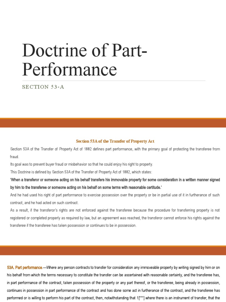 Doctrine of Part-Performance | Download Free PDF | Property | Government