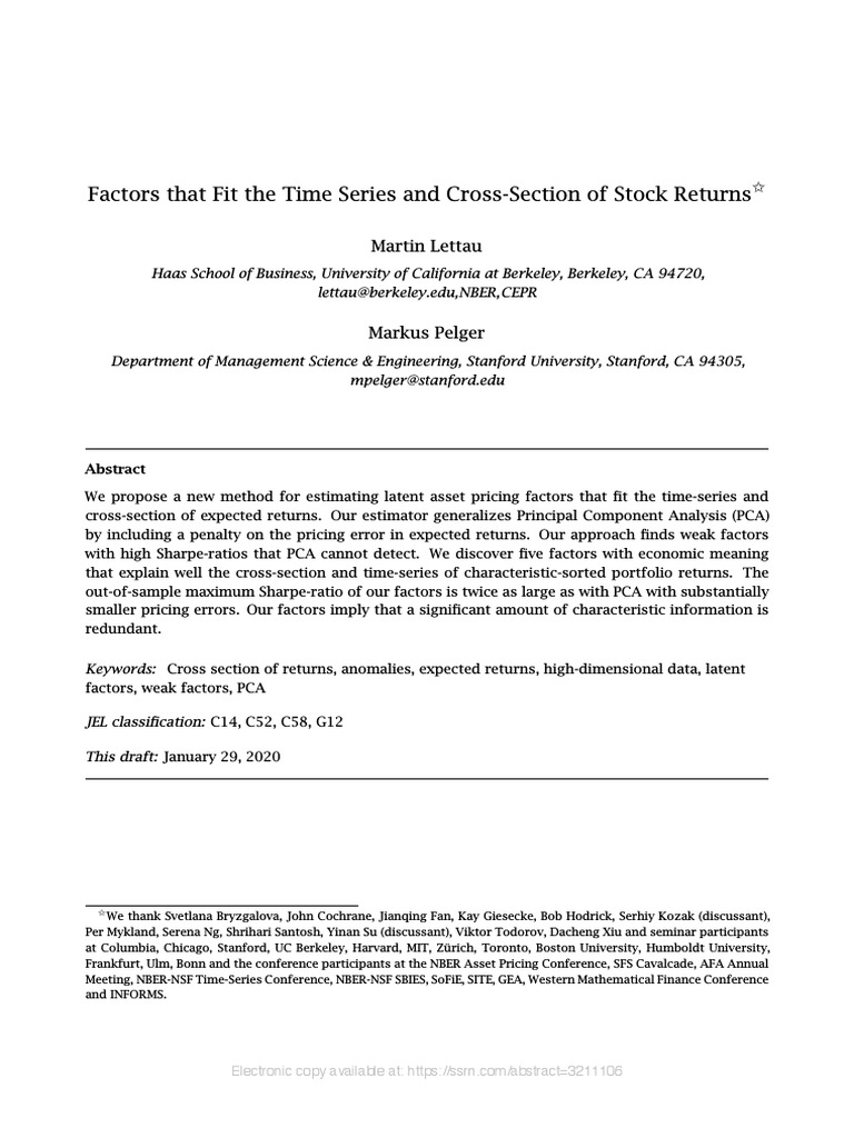 Factors That Fit The Time Series and Cross-Section of Stock Returns | PDF | Applied Mathematics ...