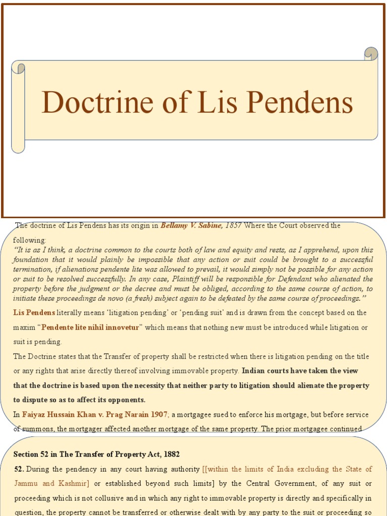 Section 52 Lis Pendens | PDF | Lawsuit | Civil Law (Common Law)