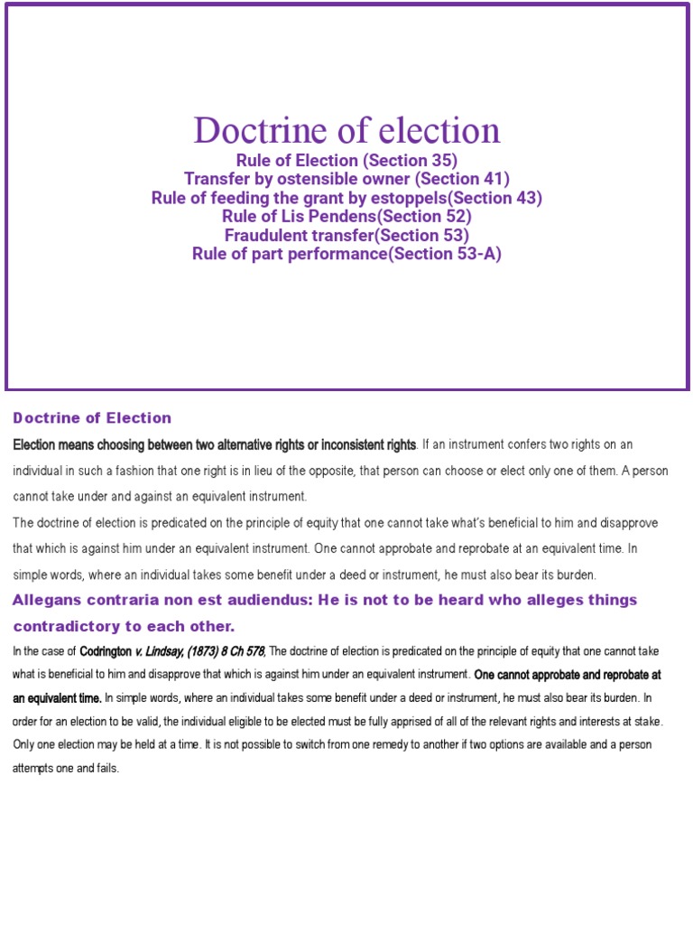 Doctrine of Election | PDF | Property | Reasonable Person