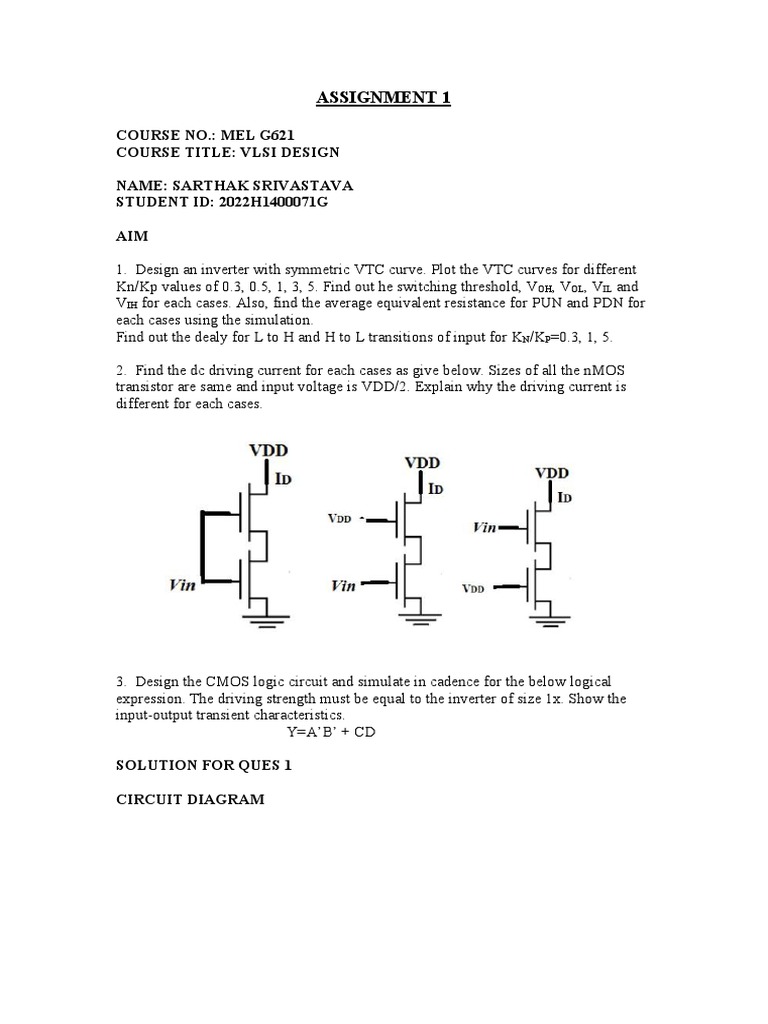 Assignment 1 | PDF | Cmos | Electricity