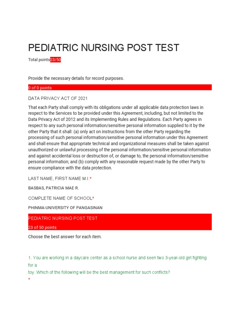 Pedia Post Tes | PDF | Lung | Respiratory System