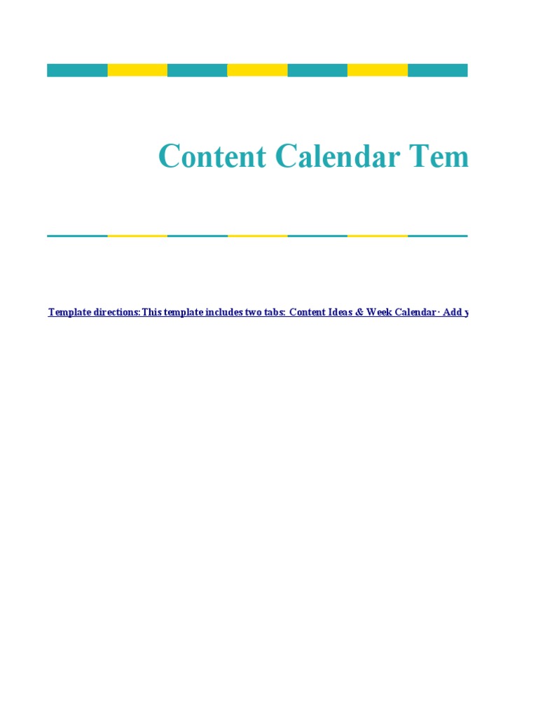 Create Your Content Calendar - Template | PDF