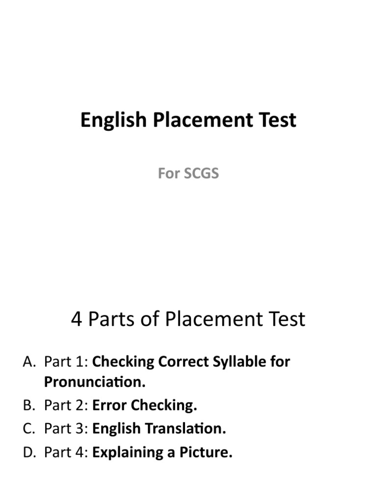 English Placement Test Overview | PDF | English Language