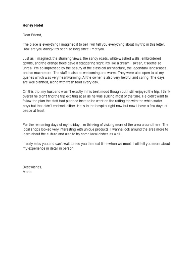 Honey Hotel Letter Writing | PDF