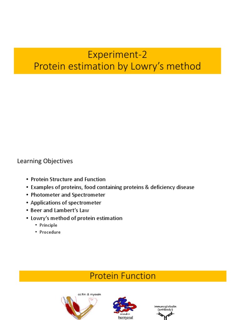 Protein Estimation Slides | PDF | Spectrophotometry | Proteins